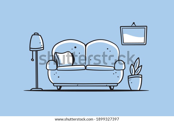 Generic Sofa Couch Living Room Interior Stock Vector (Royalty Free ...