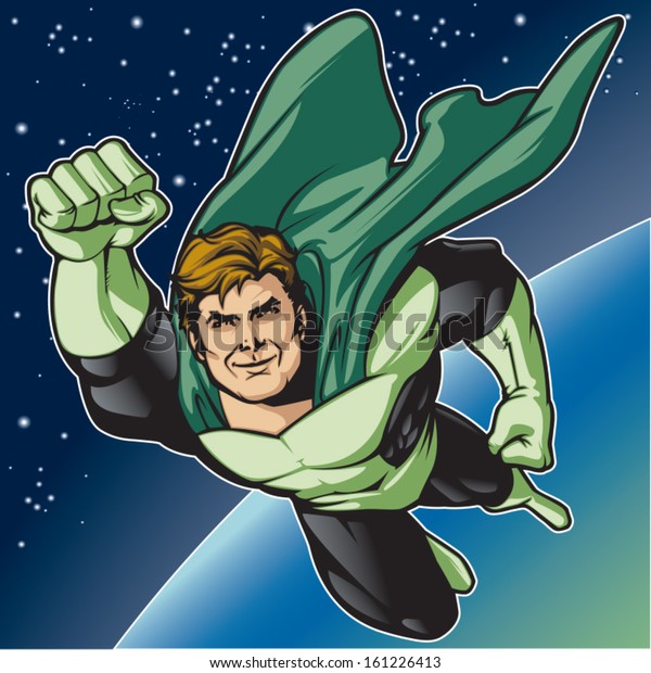 Generic Superhero Figure Flying Space Layered Stock Vector (Royalty ...