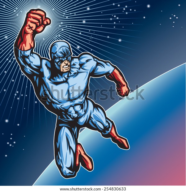 Generic Superhero Figure Flying Space Layered Stock Vector (Royalty ...