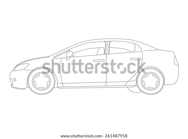 Generic Vehicle Line Drawing Illustration Stock Vector (Royalty Free ...