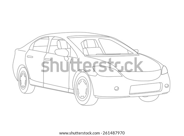 Generic Vehicle Line Drawing Illustration Stock Vector (Royalty Free ...