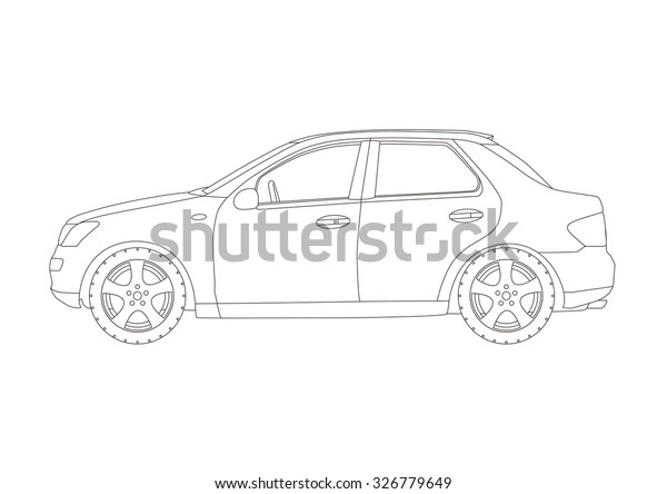 Generic Vehicle Line Drawing Illustration 스톡 벡터(로열티 프리) 326779649 ...