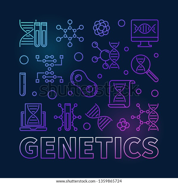 Genetics Vector Square Colorful Concept Illustration Stock Vector ...