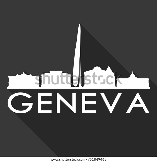 Geneva Flat Icon Skyline Silhouette Design Stock Vector (Royalty Free ...