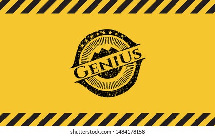 Genius Black Grunge Emblem Inside Yellow Stock Vector (Royalty Free ...