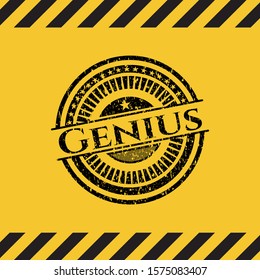 Genius Black Grunge Emblem Inside Yellow Stock Vector (Royalty Free ...
