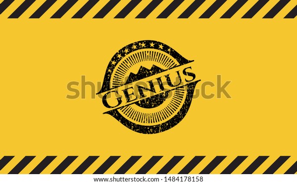 Genius Black Grunge Emblem Inside Yellow Stock Vector (Royalty Free ...