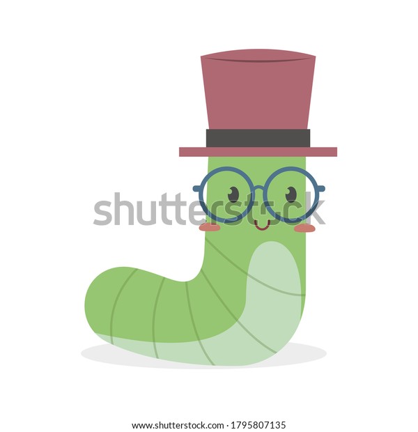 Gentle Worm Wearing Glasses Vector Illustration Stock Vector (Royalty ...