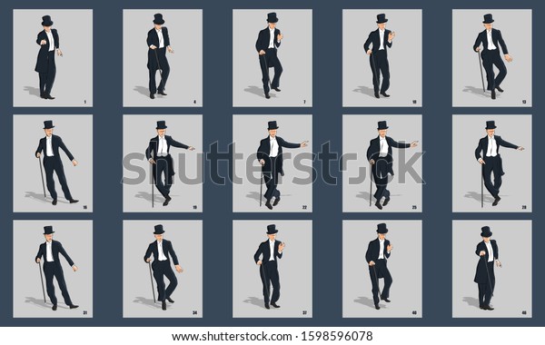 Gentleman Dancing animation sprite sheet vector illustration.. Can be ...