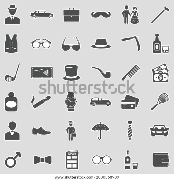 Gentleman Icons Sticker Design Vector Illustration Stock Vector ...