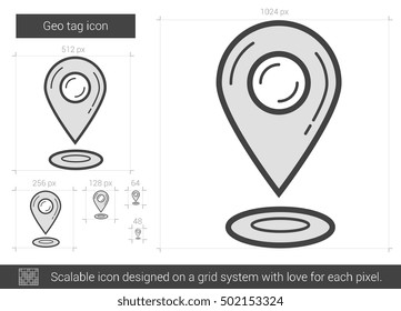 Geo Tag Vector Line Icon Isolated Stock Vector (Royalty Free) 502153324 ...