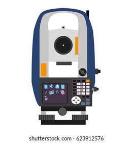 Tachymeter Device Measuring Angles Distances Apparatus Stock Vector ...