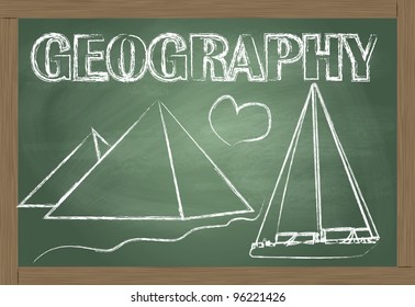 Geography On Classroom Blackboard Vector Background Stock Vector ...