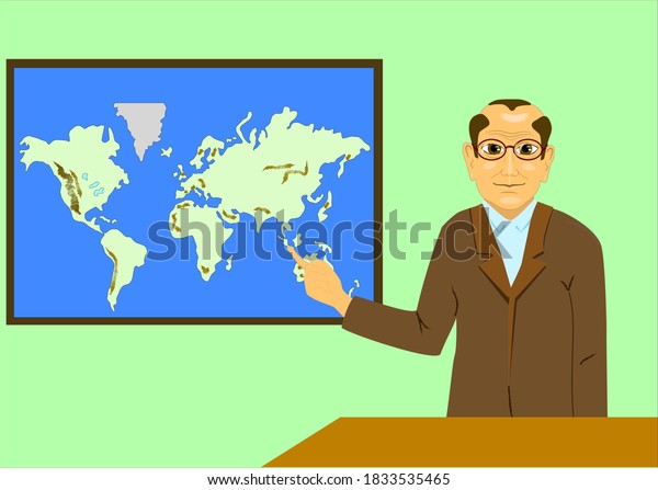 Geography Professor Illustrates Map Earth Stock Vector (Royalty Free ...