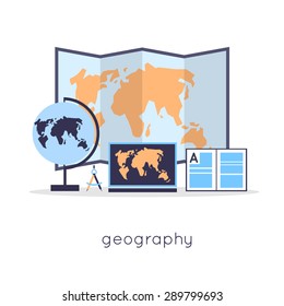 Geography School Subjects Flat Design Vector Stock Vector (Royalty Free ...