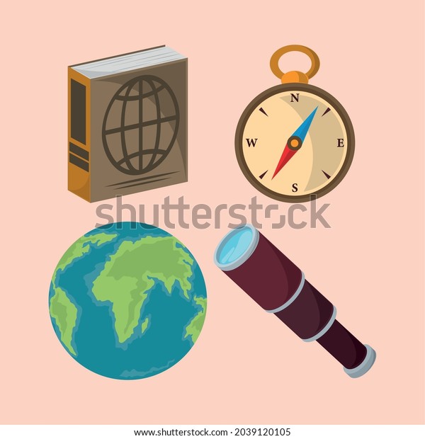 Geography Science Compass Map Book Stock Vector (Royalty Free ...