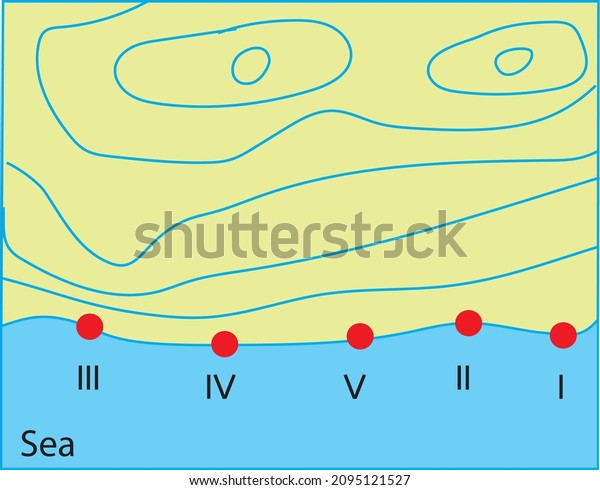 Geography Shapes Map Iso Hips Topography: стоковая векторная графика ...