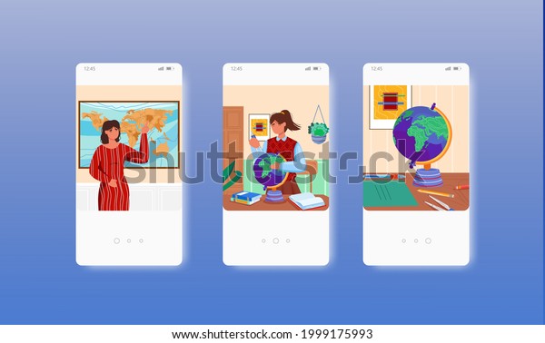 Geography Teacher Map Globe School Education Stock Vector (Royalty Free ...