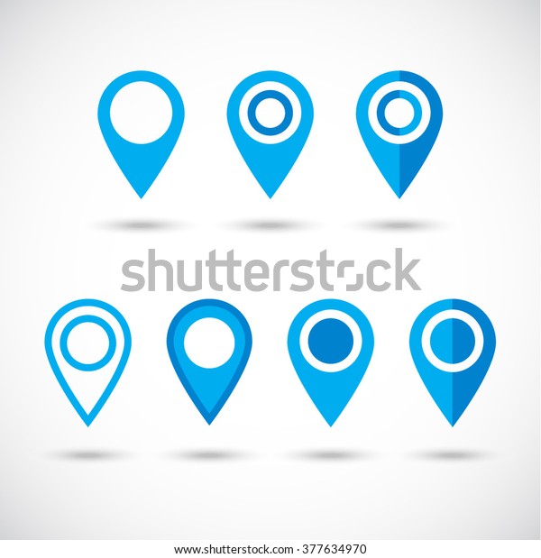 Geolocation Blue Signs Set Geolocate Navigation Stock Vector (Royalty ...