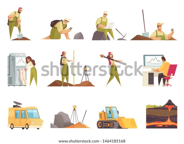 Geologist Set Isolated Flat Doodle Style Stock Vector (Royalty Free ...