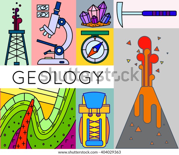 Geology Concept Poster Vector Illustration Design: เวกเตอร์สต็อก (ปลอด ...