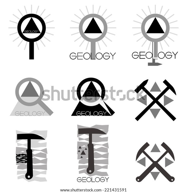 Geology Emblem Set Emblems Line Length Stock Vector (Royalty Free ...