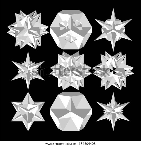 Geometric 3d Star Stellations Stock Vector (Royalty Free) 184604408