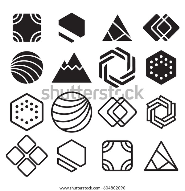 Geometric Abstract Contour Shapes Different Combinations Stock Vector ...