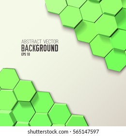 Geometric Abstract Template 3d Green Hexagons Stock Vector (Royalty ...