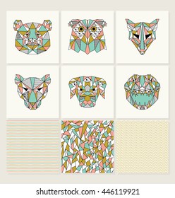 Geometric Animals Front View Printables Stock Vector (Royalty Free ...