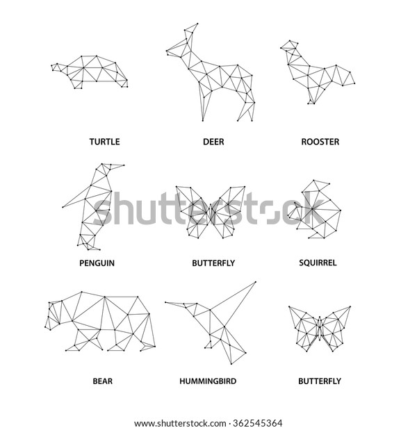Geometric Animals Silhouettes Set Polygons Stock Vector (Royalty Free ...
