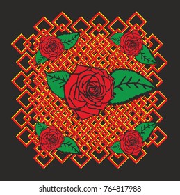 Geometric Background Red Rose Graphic Design Stock Vector (Royalty Free ...