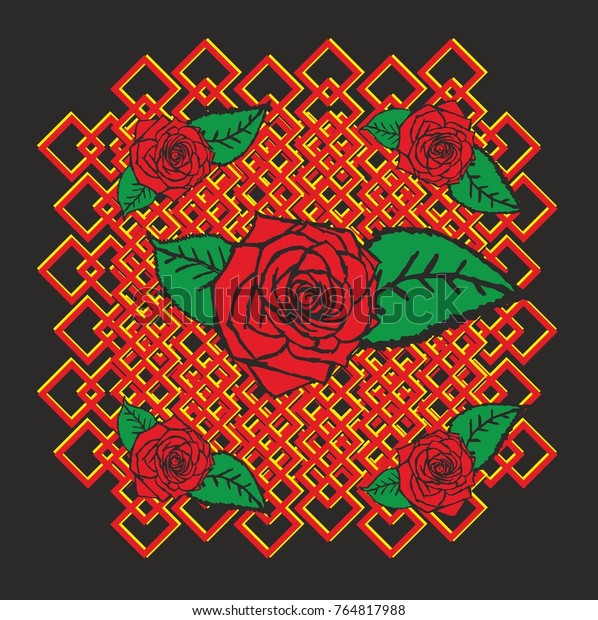 Geometric Background Red Rose Graphic Design Stock Vector (Royalty Free ...
