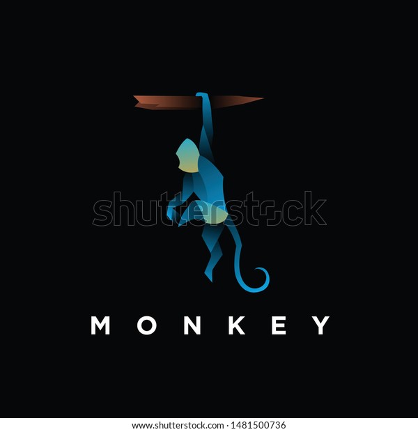 Geometric Blue Monkey Logo Design Vector Stock Vector (Royalty Free ...