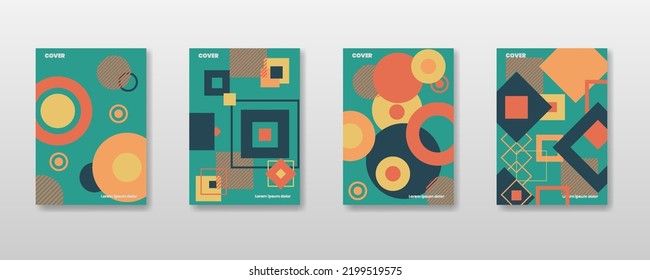 Geometric Book Cover Set Design Template Stock Vector (Royalty Free ...