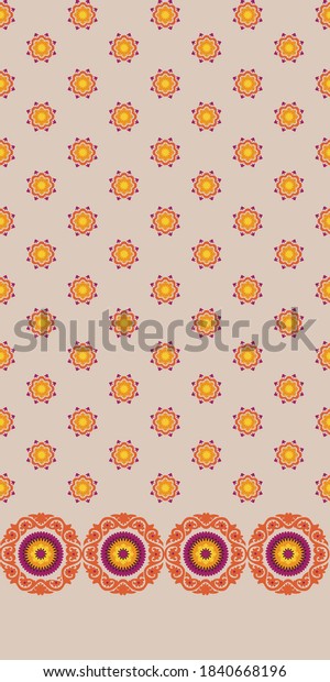 Geometric Border Design Suzani Medallion Foulard Stock Vector (Royalty ...