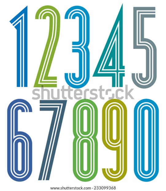 Geometric Bright Striped Numbers Triple Lines Stock Vector (Royalty ...