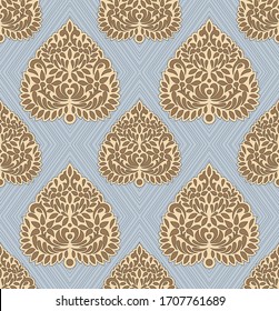 Cartoon Thin Line Damask Seamless Pattern Stock Vector (Royalty Free ...