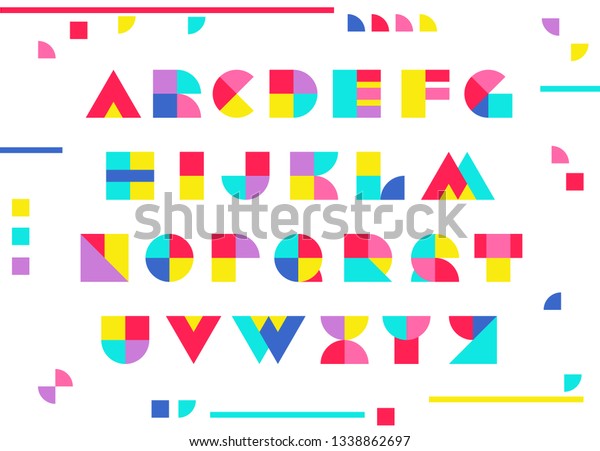 Geometric Characters Geometric Typefont Color Block Stock Vector ...