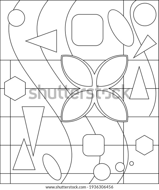 Geometric Coloring Page Geometric Shape Outline Stock Vector (Royalty ...