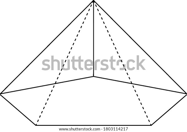 Geometric Construction Right Pentagonal Pyramid Viewed Stock Vector ...