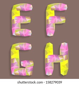 Geometric Crystal Alphabet Letters E F Stock Vector (Royalty Free ...
