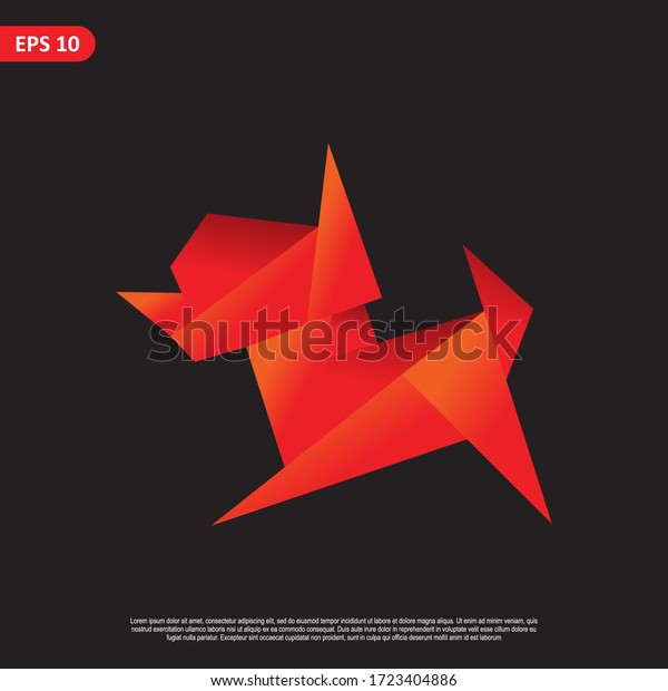 Geometric Dog Design Vector Combined Red Stock Vector (Royalty Free ...