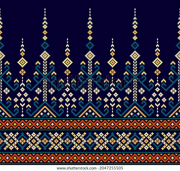 Ethnic Style Pattern in Blue, Orange, and White | Traditional ethnic ...