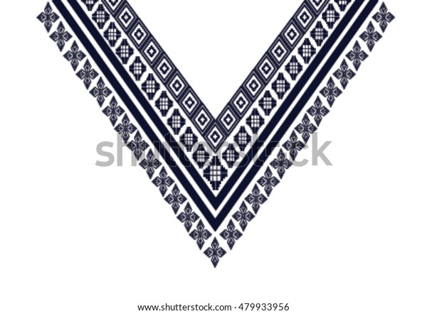 Geometric Ethnic Pattern Neck Embroidery Design Stock Vector (Royalty ...