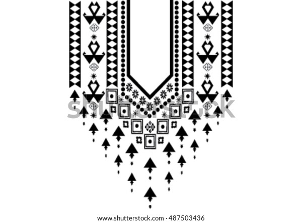 Geometric Ethnic Pattern Neck Embroidery Design Stock Vector (Royalty ...