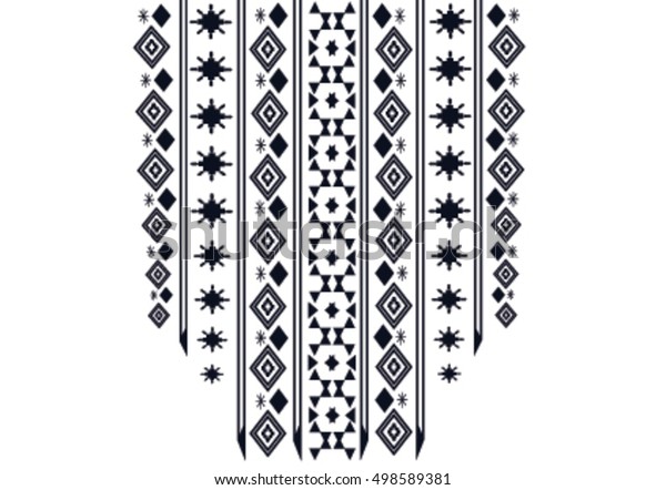 Geometric Ethnic Pattern Neck Embroidery Design Stock Vector (Royalty ...