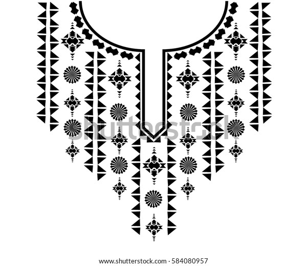 Geometric Ethnic Pattern Neck Embroidery Design Stock Vector (Royalty ...