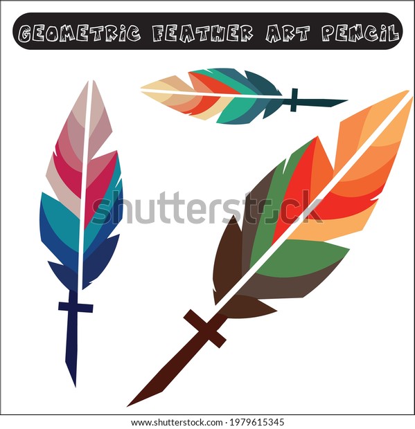 Geometric Feather Art Pencil Vector Artwork Stock Vector (Royalty Free ...