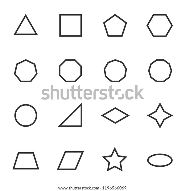 Geometric Figures Icon Set Shapes Linear Stock Vector (Royalty Free ...